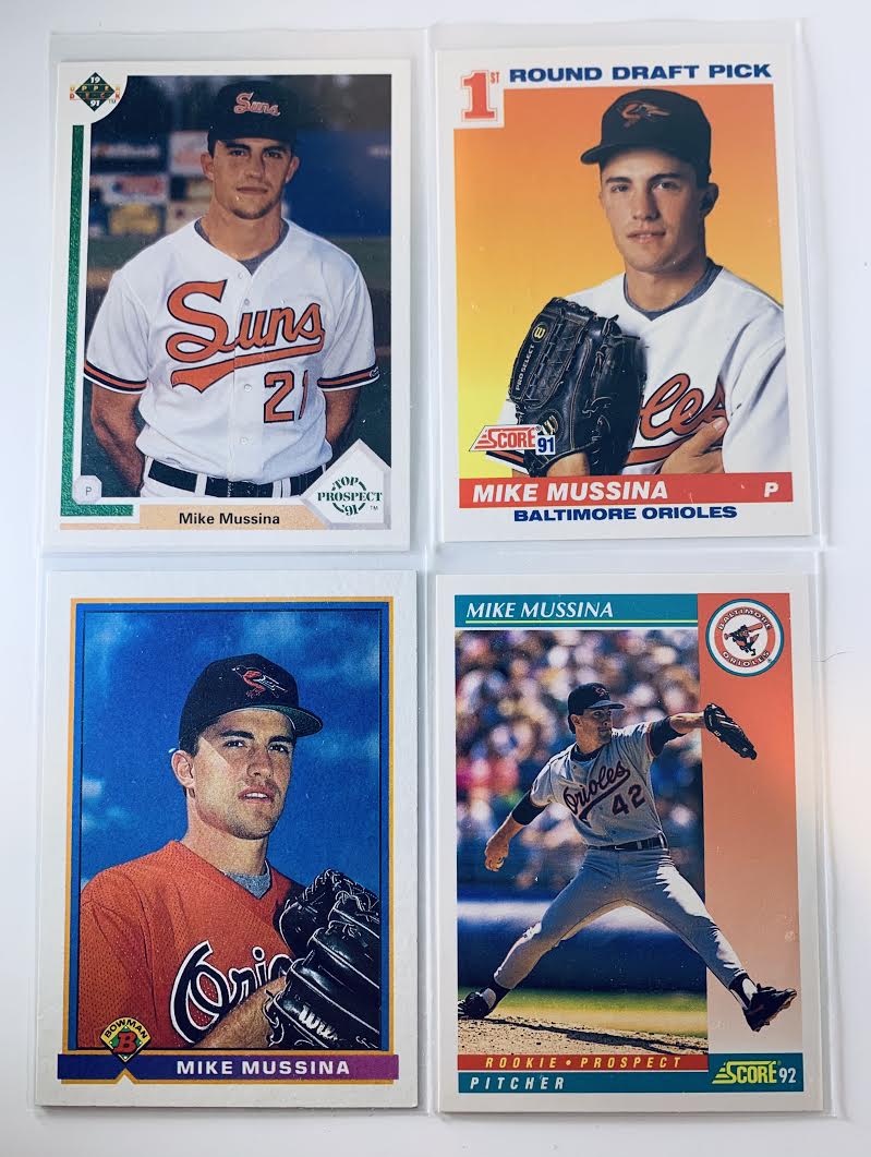 Mike Mussina Baltimore Orioles Rookie Card Lot #1 – First Place Pins